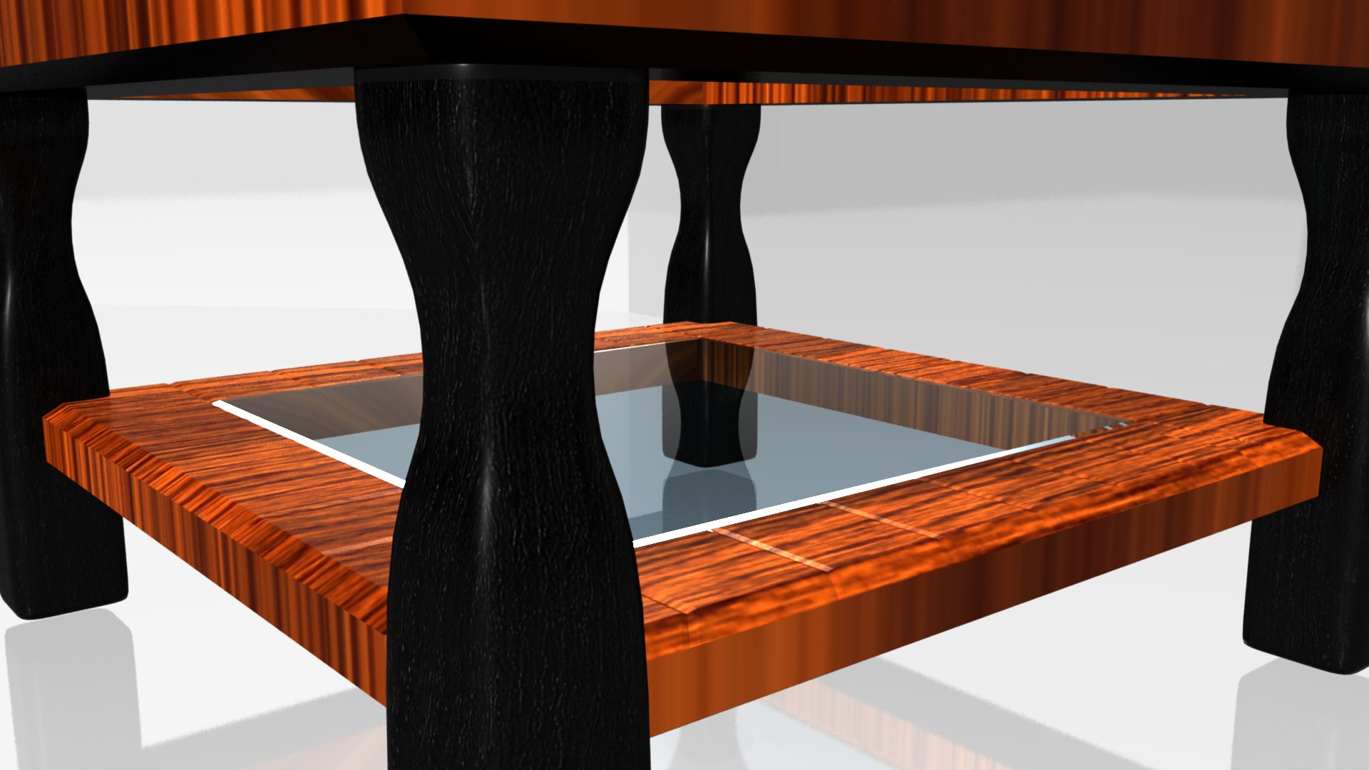 3d coffee table glass wood model