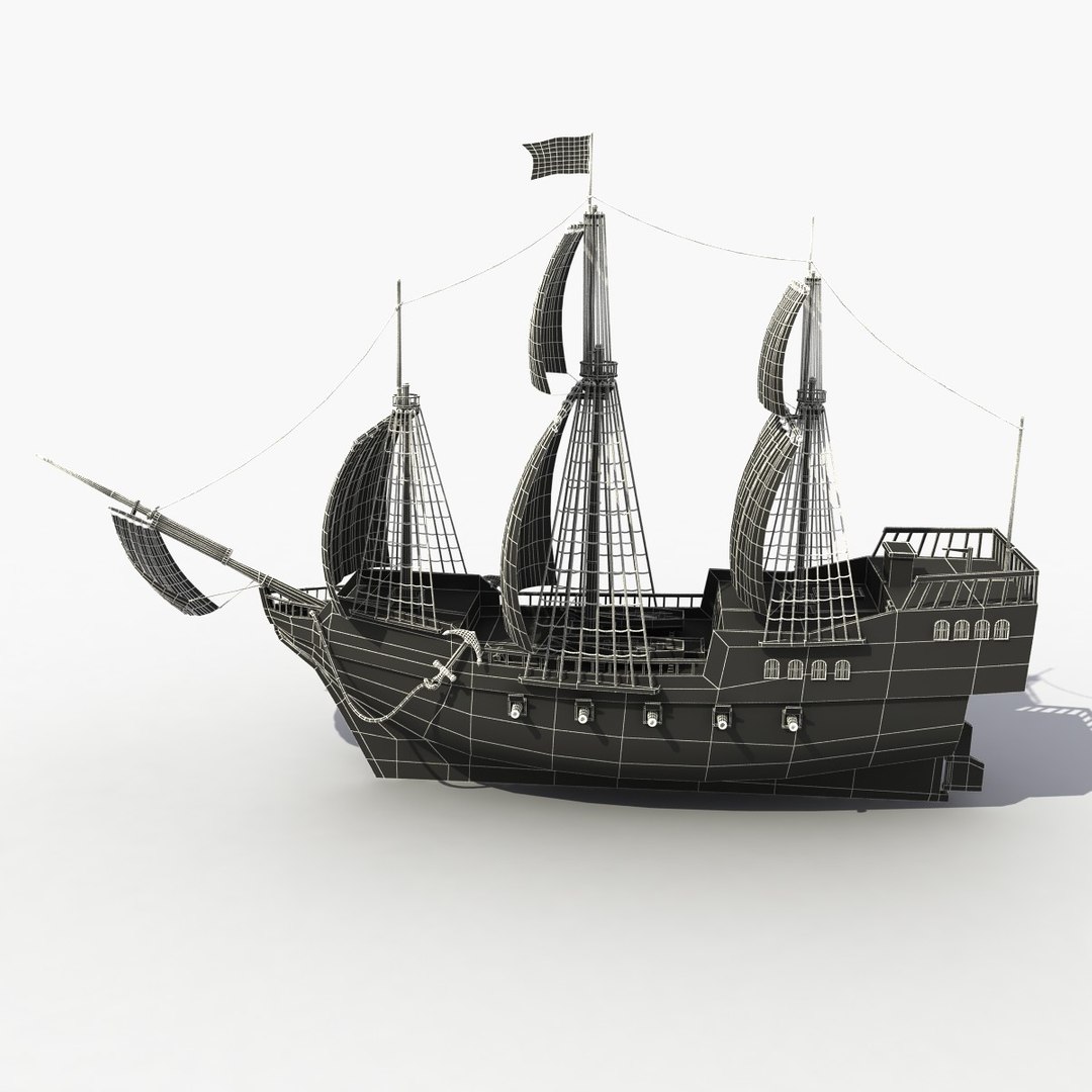 ship old pirate 3d model