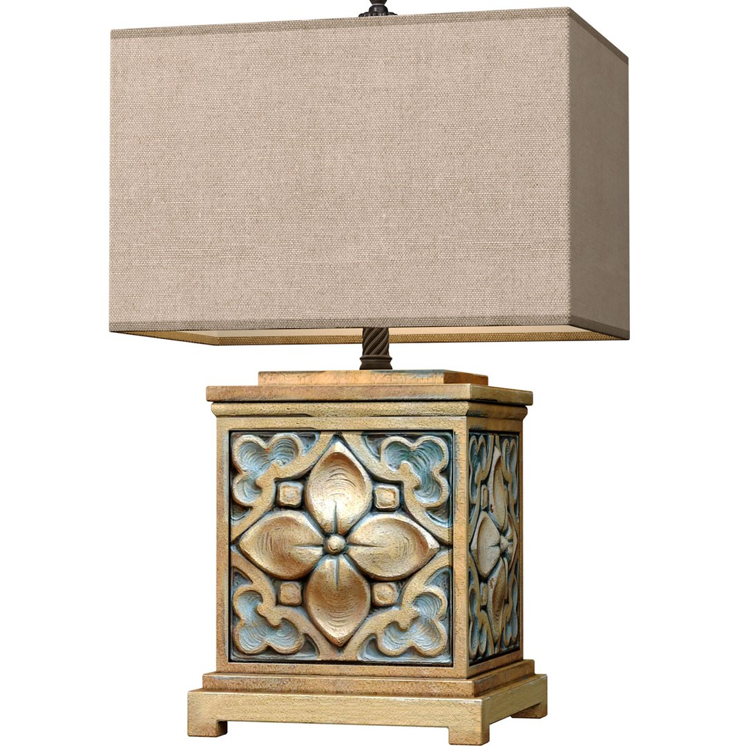 3D Wood Aged Arabic Oriental Nightstand Bedside Eastern Table Lamp 3D ...