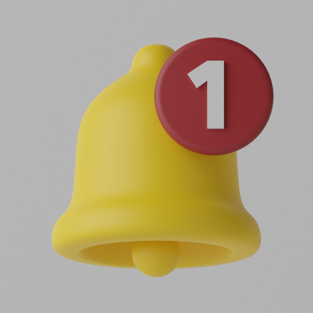 3D Cartoon Notification Bell with Reminder Number model - TurboSquid ...