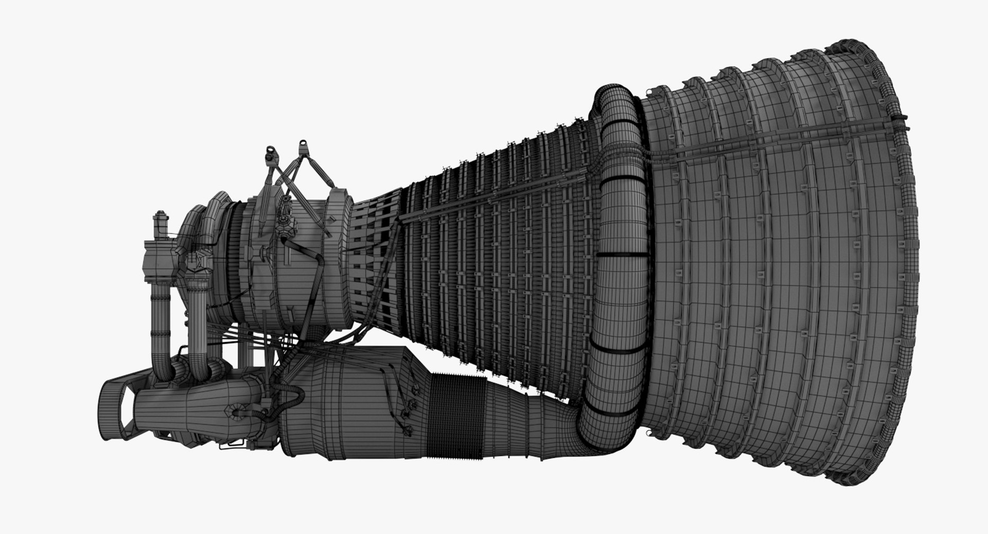3d Obj Rocketdyne F1 Rocket Engine
