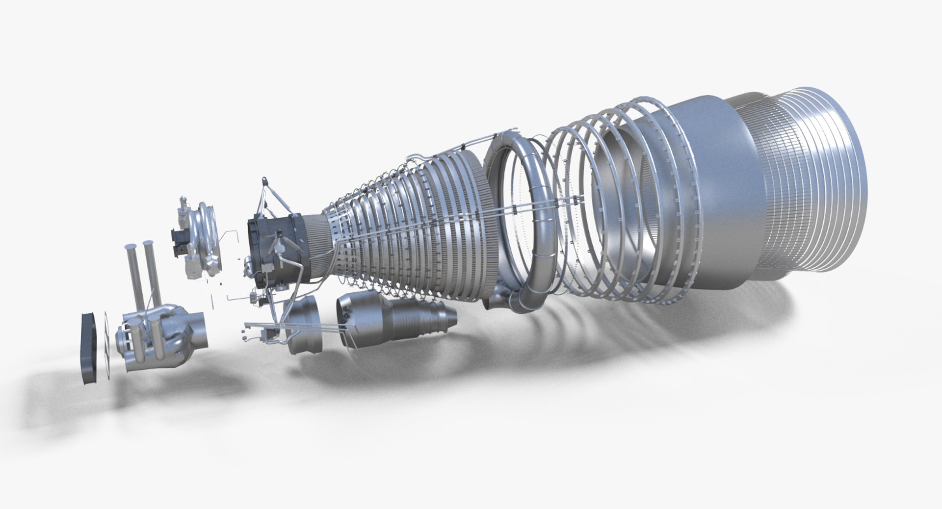 3d Obj Rocketdyne F1 Rocket Engine