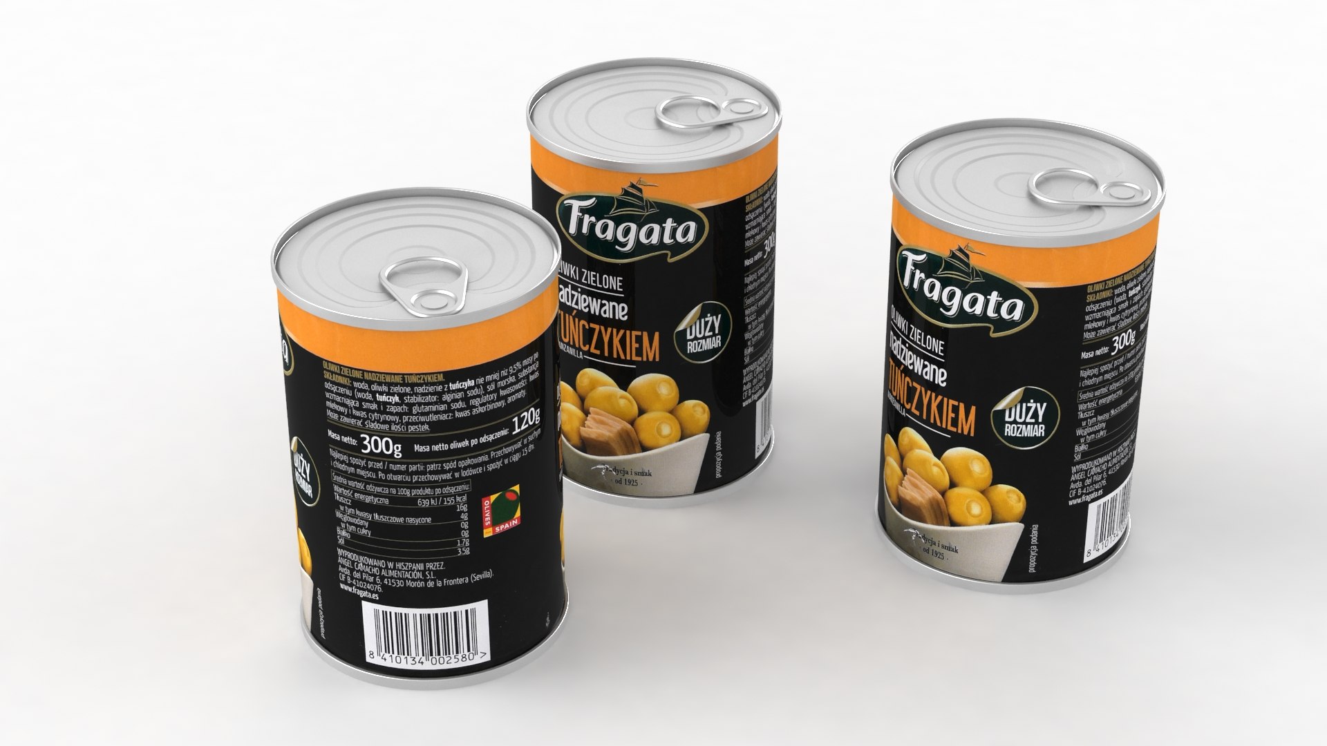 3D Model Food Can Fragata Olives Stuffed With Tuna 300g 2021 ...
