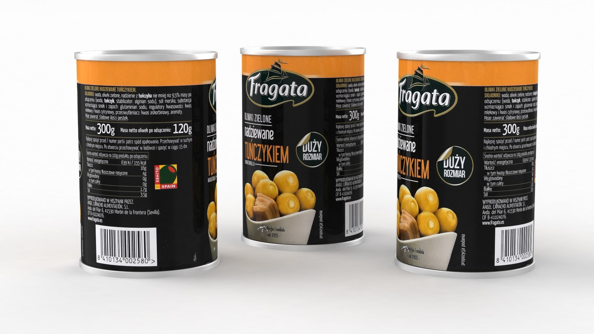 3D Model Food Can Fragata Olives Stuffed With Tuna 300g 2021 ...