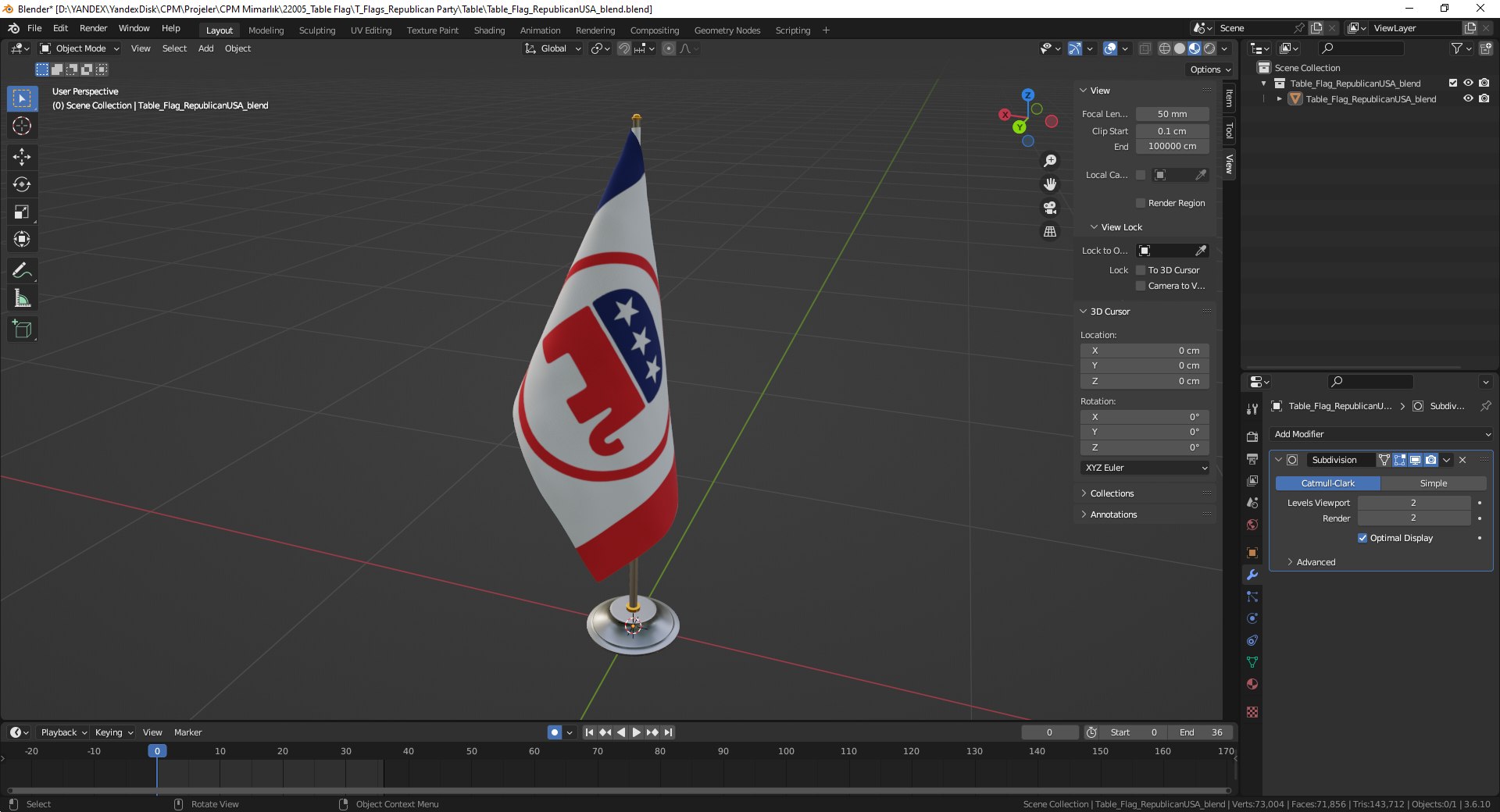 3D Table Flag USA Republican Party GOP Model - TurboSquid 2210482