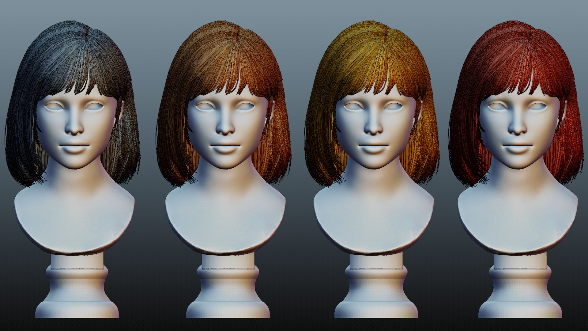 Women Short Hair Low Poly 4 Colors 3D Model - TurboSquid 2132701