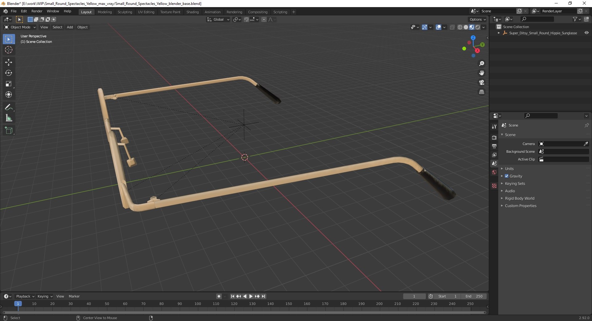 Small Round Spectacles Yellow 3D Model - TurboSquid 2207111