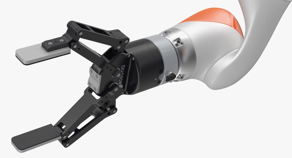 Kuka Roboter mit Zwei-Finger-Greifer Robotiq Rigged 3D-Modell ...