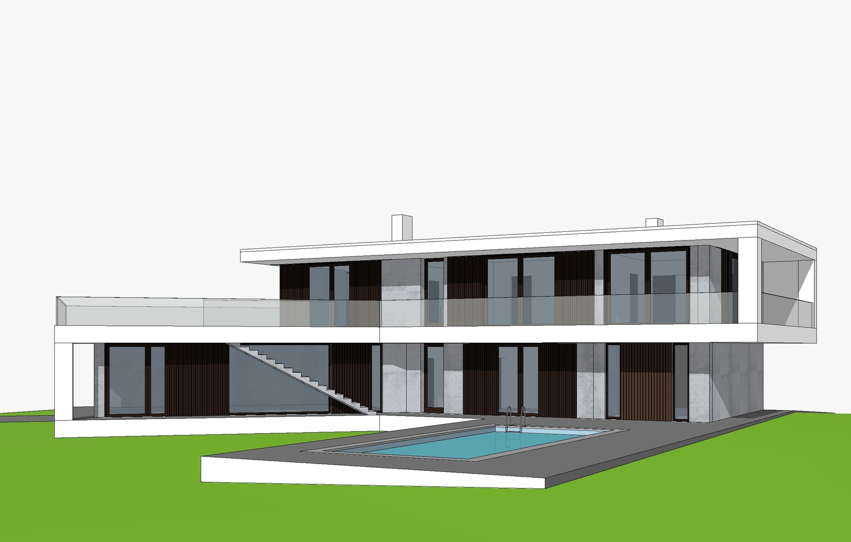 3D Modern House With Swimming Pool Model - TurboSquid 2151867