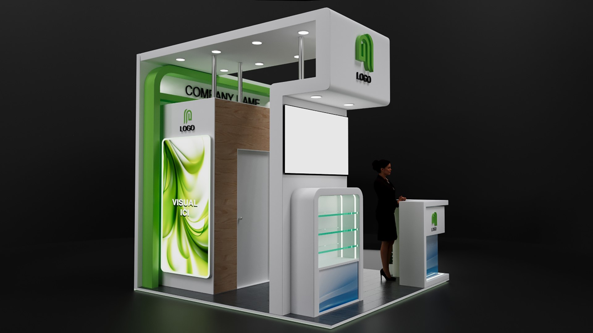 MODERN EXHIBITION STAND BOOTH 3mx3m 3D - TurboSquid 2206372