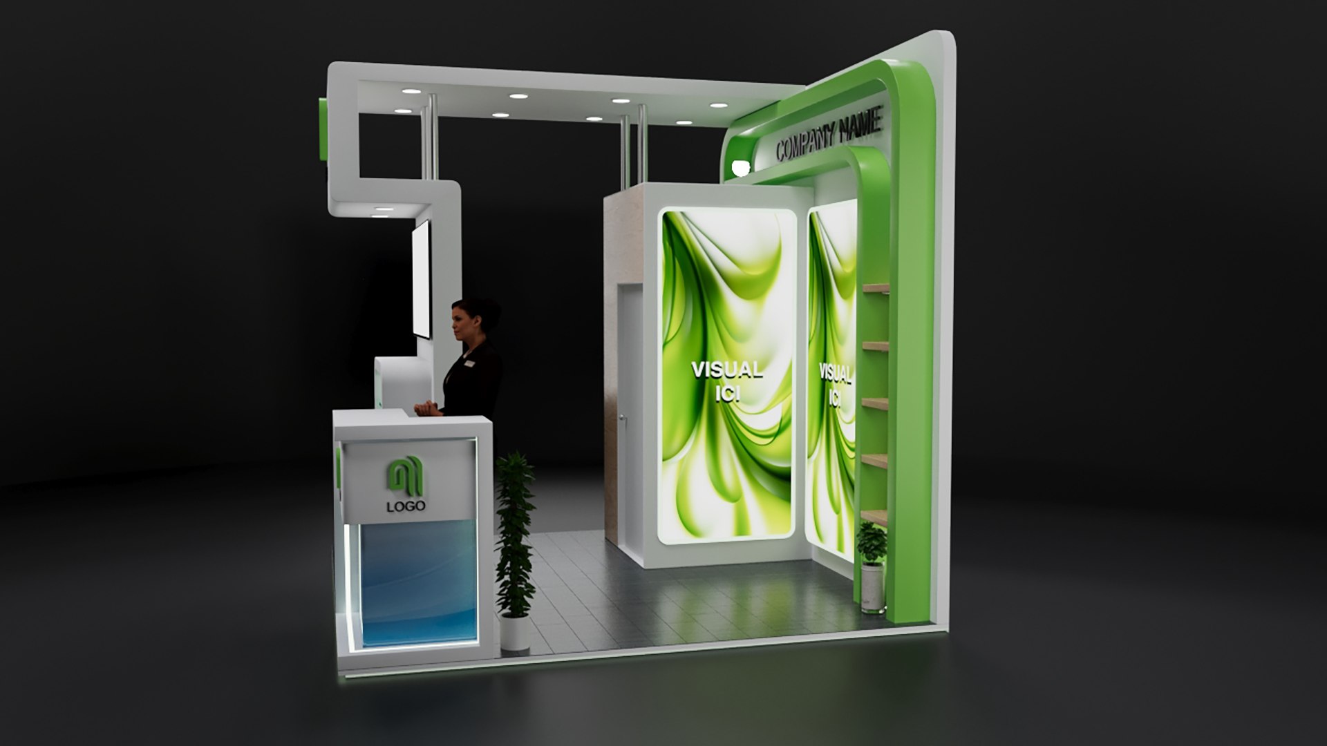 MODERN EXHIBITION STAND BOOTH 3mx3m 3D - TurboSquid 2206372