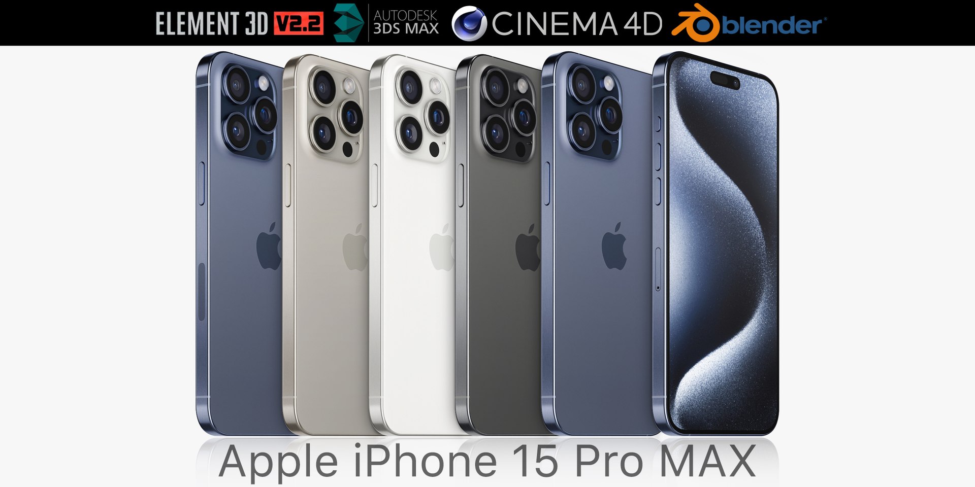3D Apple IPhone 15 Pro MAX All Colors - TurboSquid 2137927