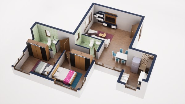 3D Floor Plan Model 283D模型 - TurboSquid 1971223
