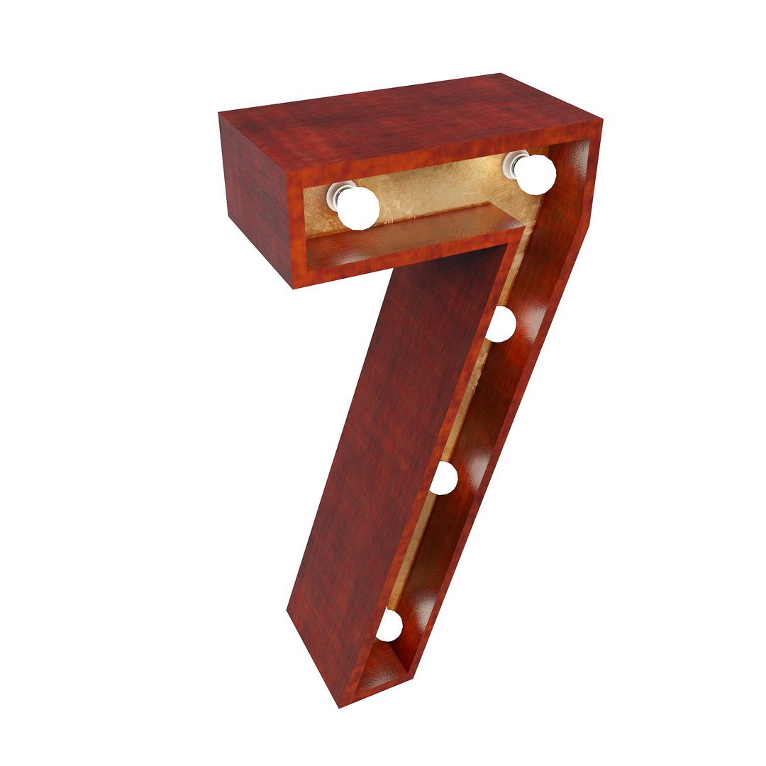3D Marquee number seven wooden led glow sign 3dmodel - TurboSquid 1973438