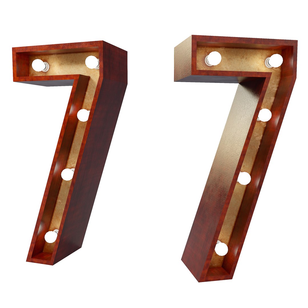 3D Marquee number seven wooden led glow sign 3dmodel - TurboSquid 1973438