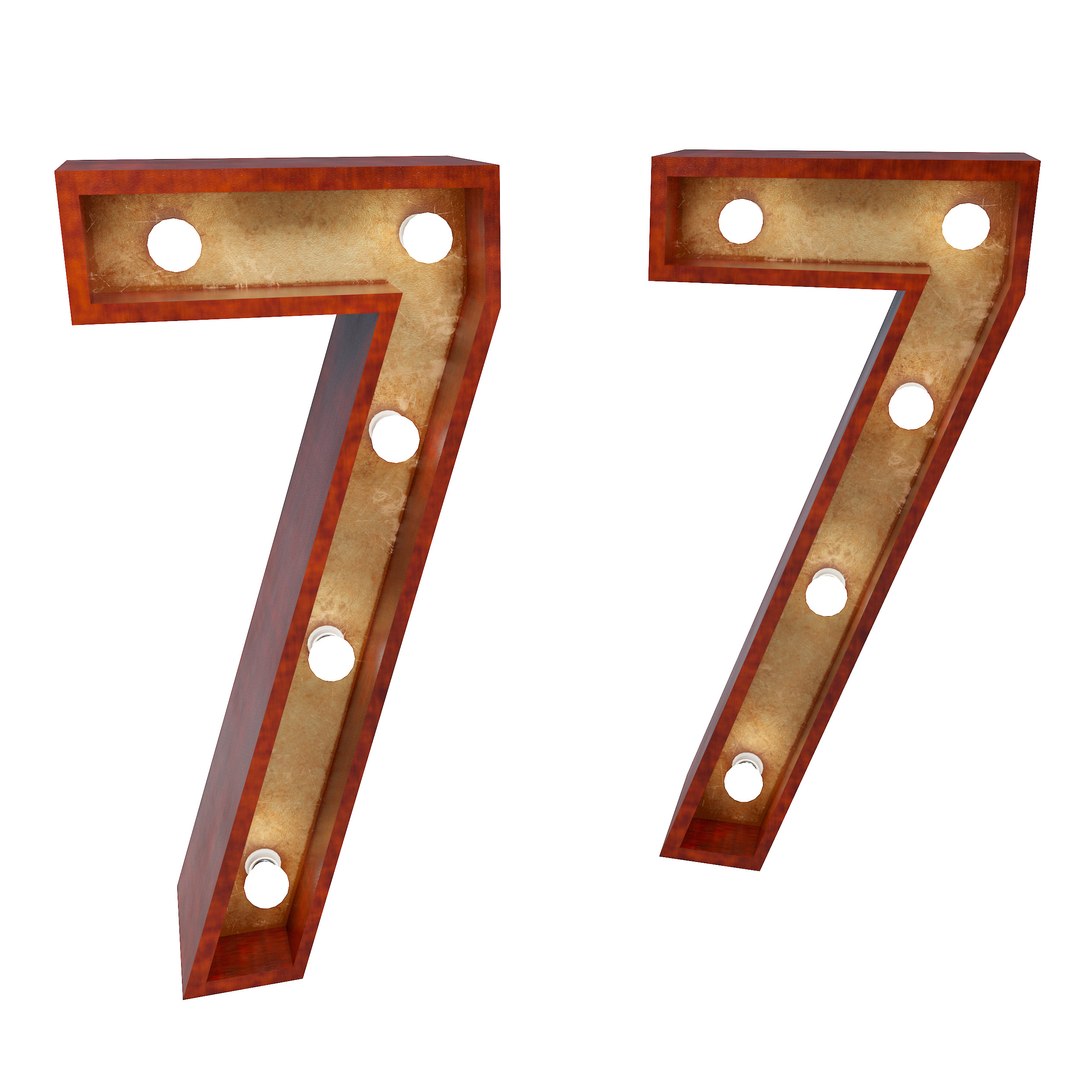 3D Marquee number seven wooden led glow sign 3dmodel - TurboSquid 1973438