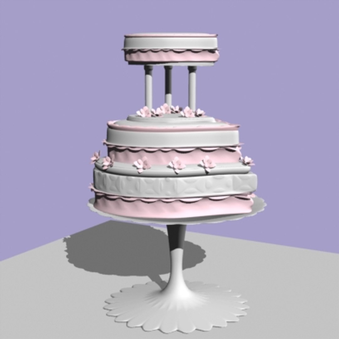 heart shaped wedding cake 3d model