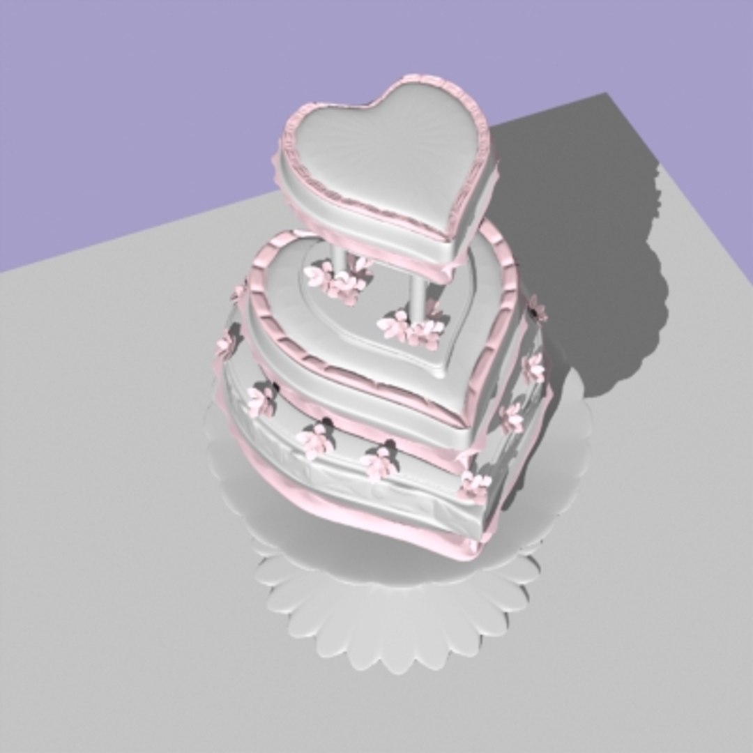 heart shaped wedding cake 3d model