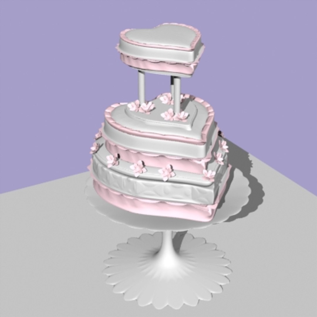 heart shaped wedding cake 3d model
