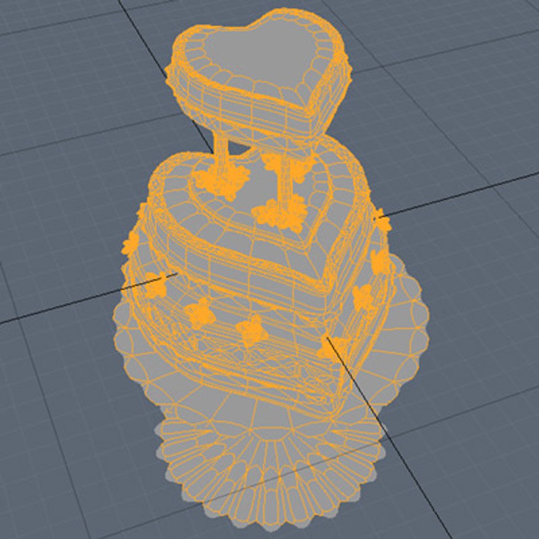 heart shaped wedding cake 3d model
