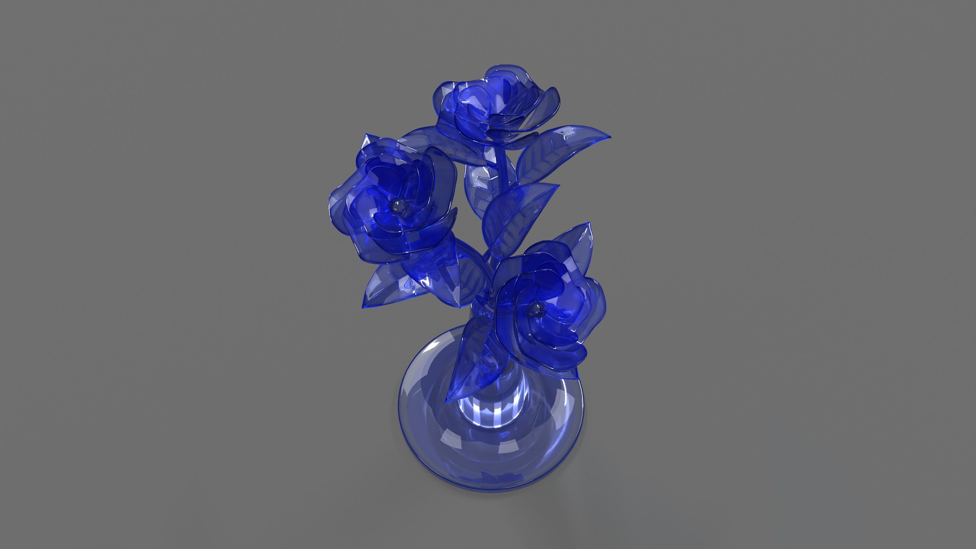 3D Glass Flower Showpiece Blue - TurboSquid 2204302