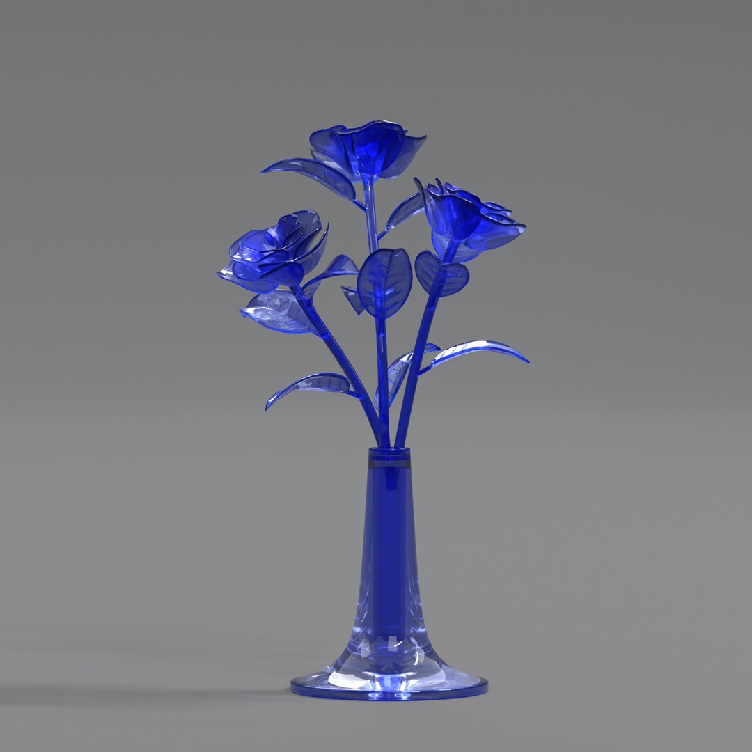 3D Glass Flower Showpiece Blue - TurboSquid 2204302