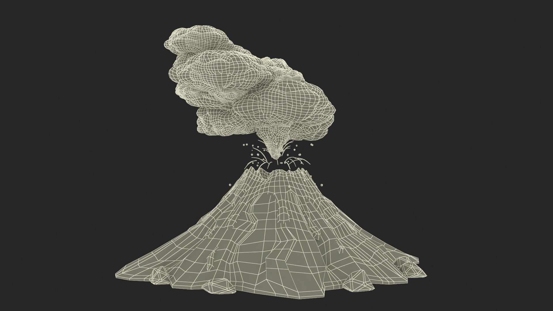 3D Gray Stylized Erupting Volcano With Lava And Smoke - TurboSquid 2265710