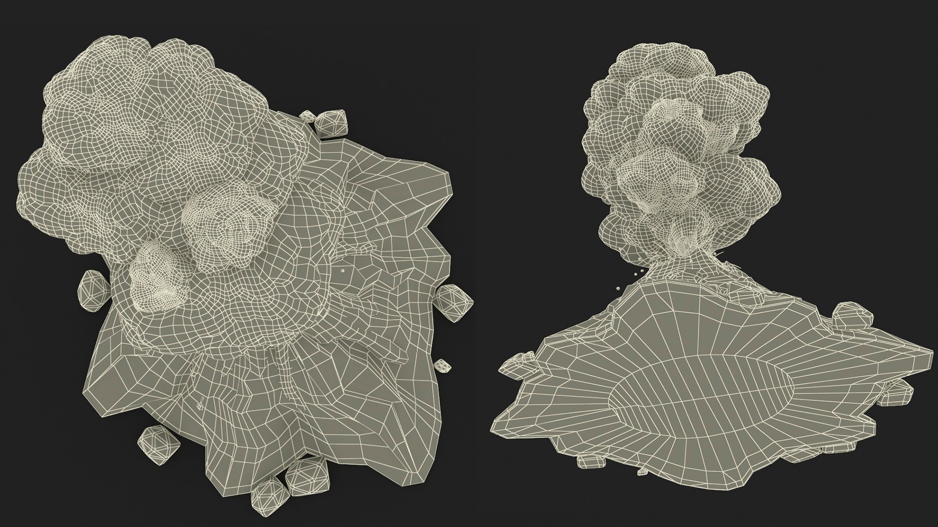 3D Gray Stylized Erupting Volcano With Lava And Smoke - TurboSquid 2265710