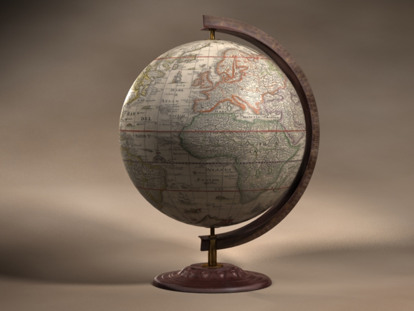 3d vintage globe model