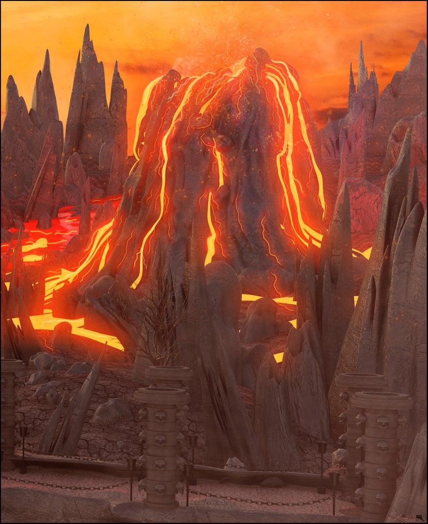 3D Volcano Volcan River - TurboSquid 1231673