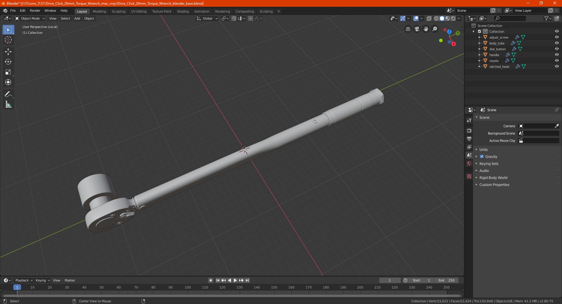 Drive Click 20mm Torque Wrench 3D Model - TurboSquid 1745454