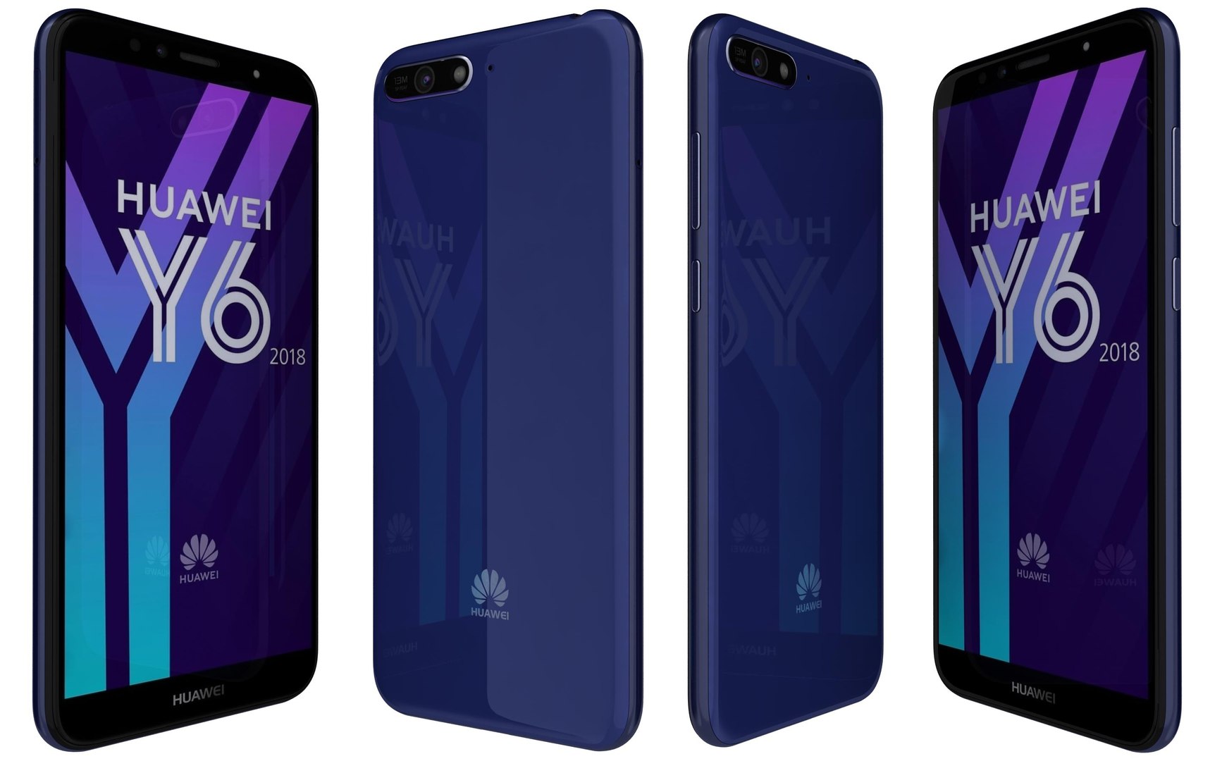 Huawei y6 2018 blue 3D model - TurboSquid 1302716