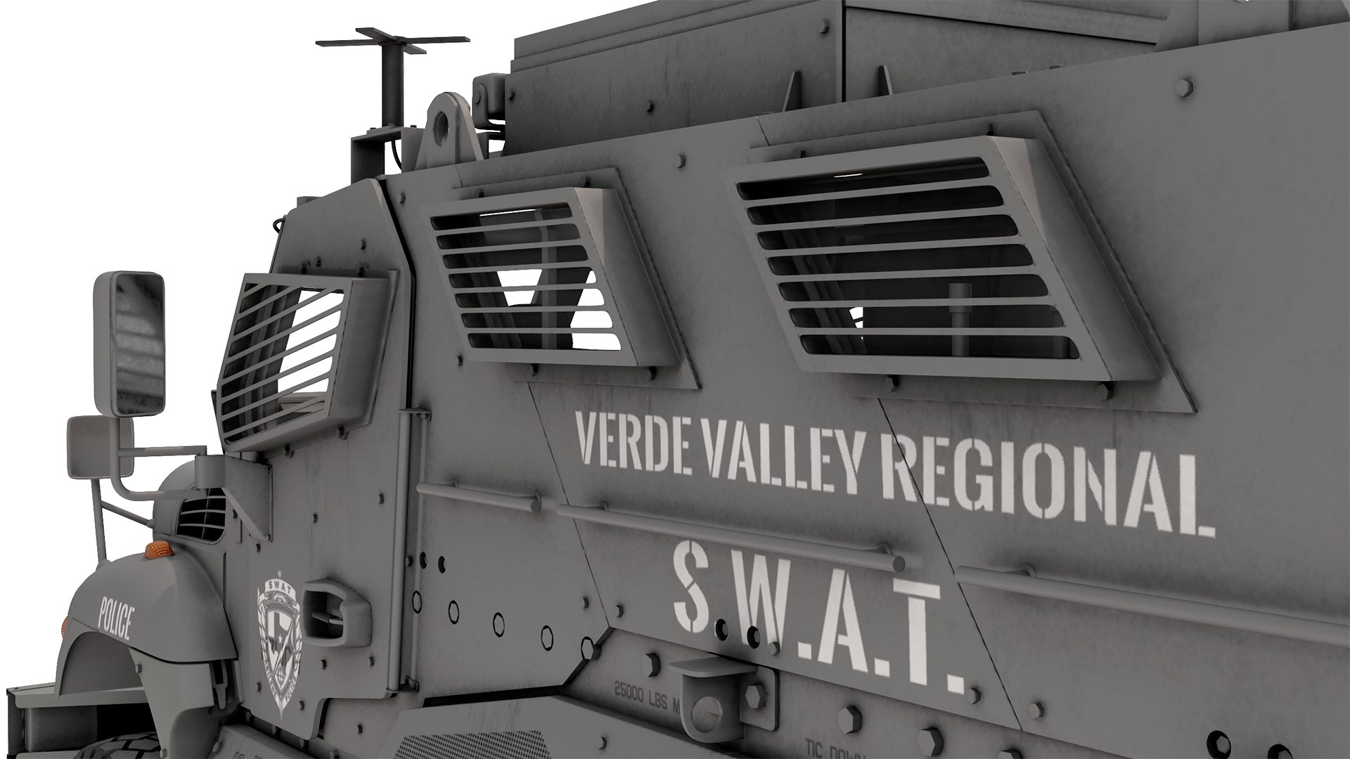3D Police SWAT Armored Vehicle Grey Rigged For Cinema 4D Model ...