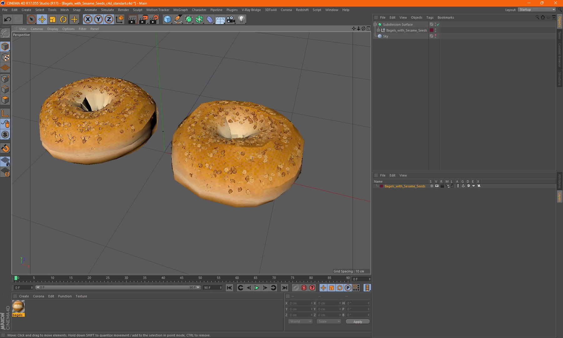 3D Bagels With Sesame Seeds Model - TurboSquid 2040990