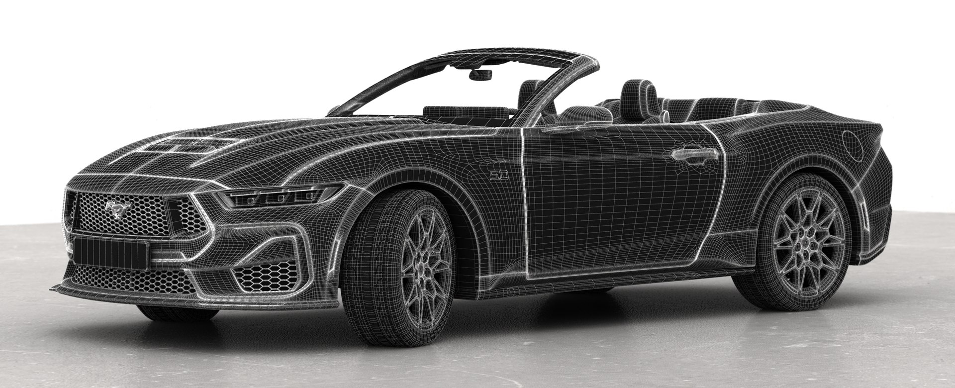 3D model Ford Mustang GT Convertible 2024 Opening doors and trunk ...
