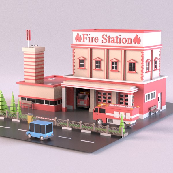modelo 3d Fire Station - TurboSquid 2028955