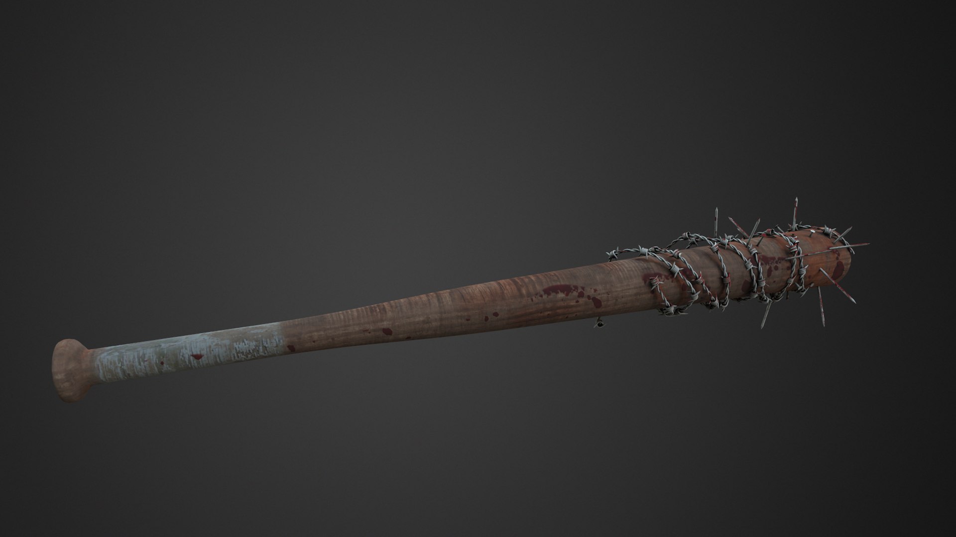 PBR Bloody Baseball Bat Barbed Wire Nails Model - TurboSquid 1834752
