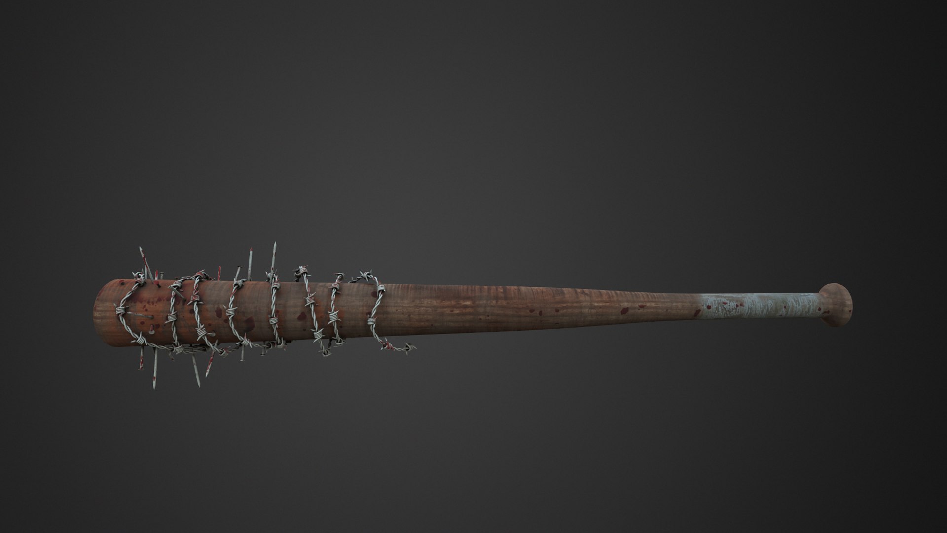 PBR Bloody Baseball Bat Barbed Wire Nails Model - TurboSquid 1834752