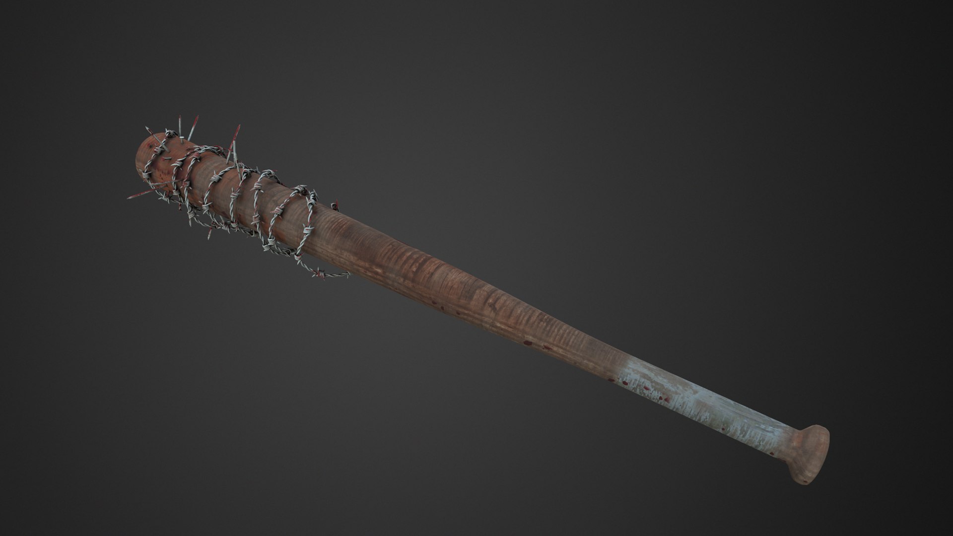 PBR Bloody Baseball Bat Barbed Wire Nails Model - TurboSquid 1834752