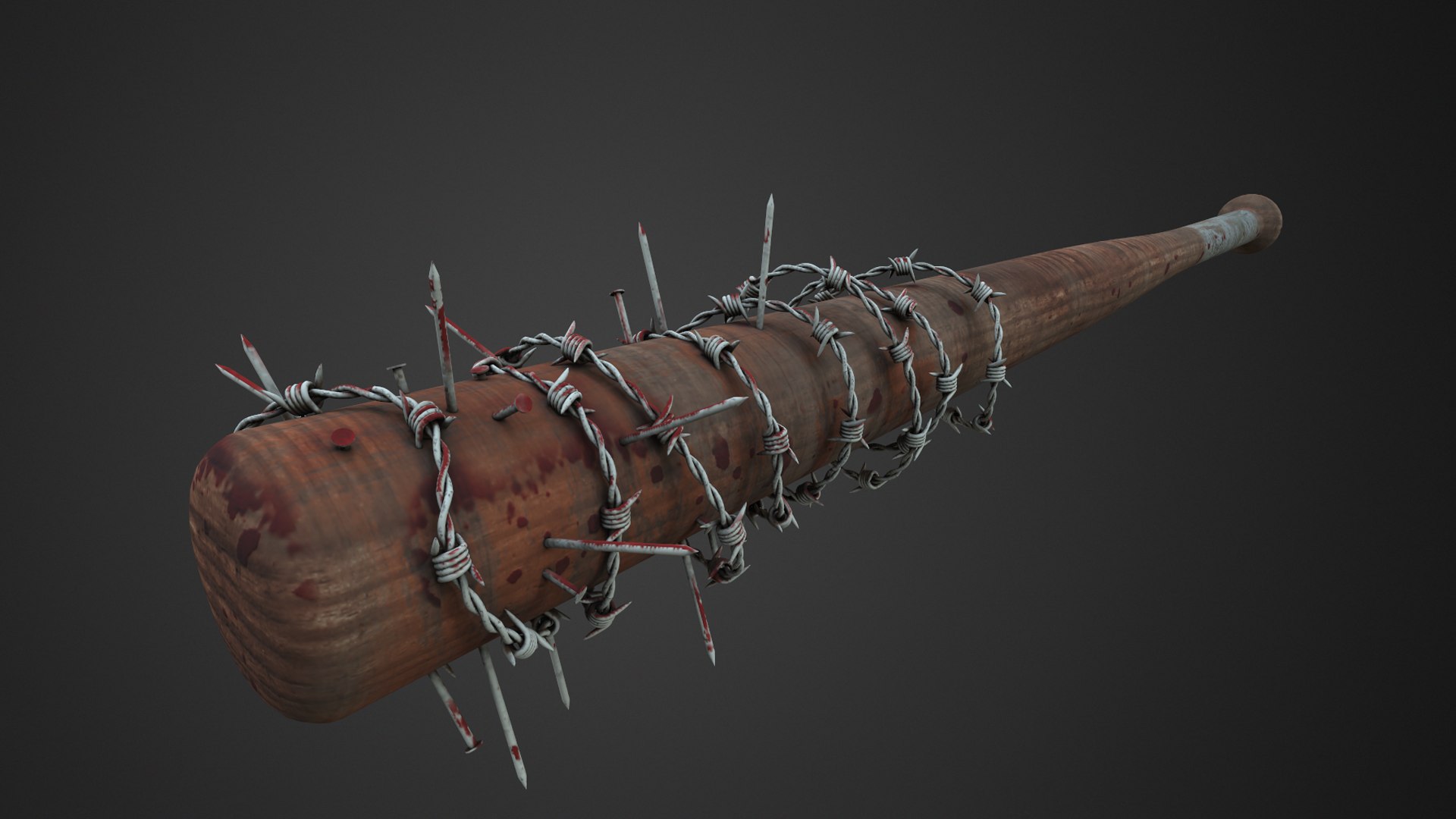 PBR Bloody Baseball Bat Barbed Wire Nails Model - TurboSquid 1834752