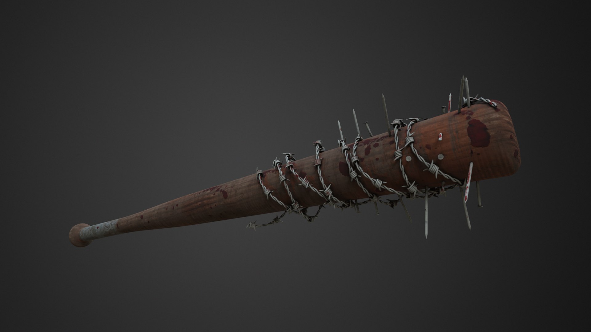 PBR Bloody Baseball Bat Barbed Wire Nails Model - TurboSquid 1834752