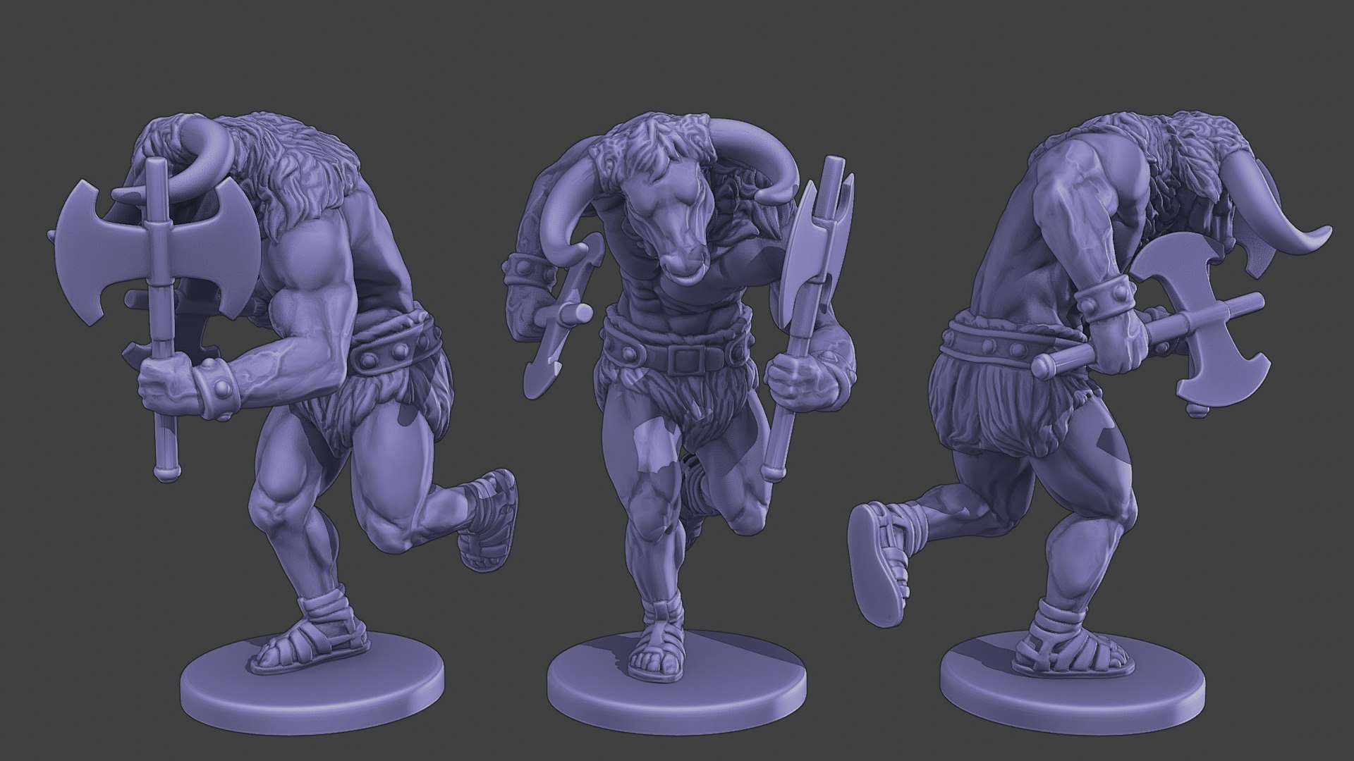 Minotaur Warrior Two Axes Pack 1 3D - TurboSquid 2014679