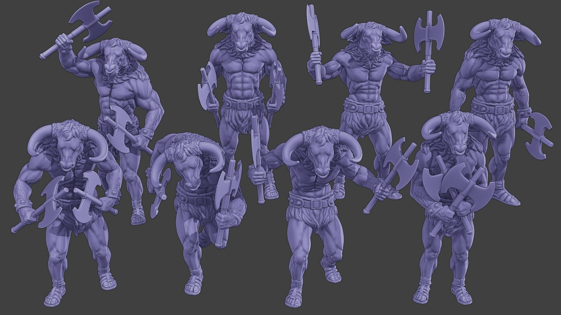 Minotaur Warrior Two Axes Pack 1 3D - TurboSquid 2014679