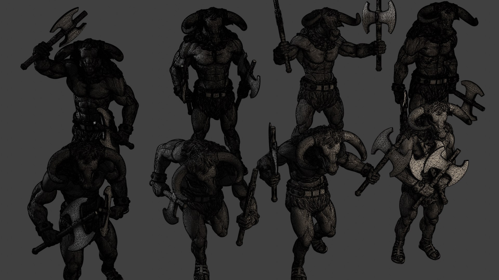 Minotaur Warrior Two Axes Pack 1 3D - TurboSquid 2014679