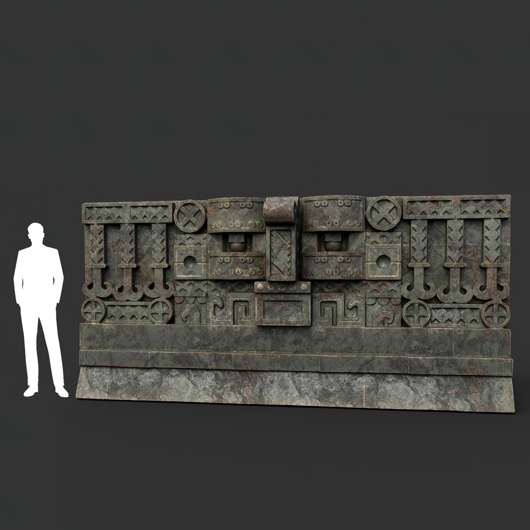 3D Low Poly Mayan Inca Aztec Wall Modular Pack Mossy 210616 Model ...