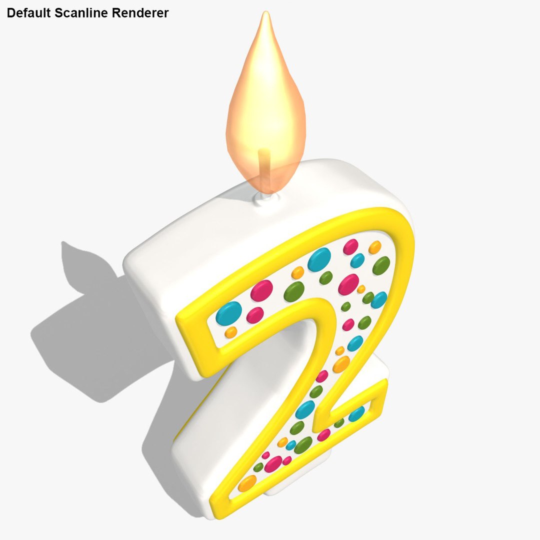 Realistic Number Candle 2 3d Model