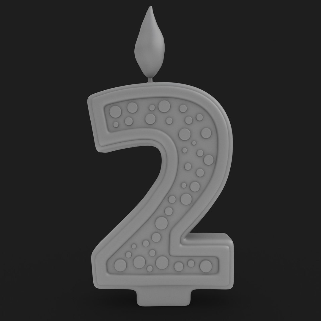 Realistic Number Candle 2 3d Model