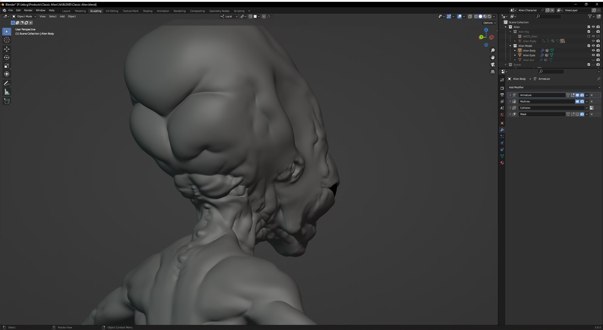 3D Classic Alien model - TurboSquid 2139080