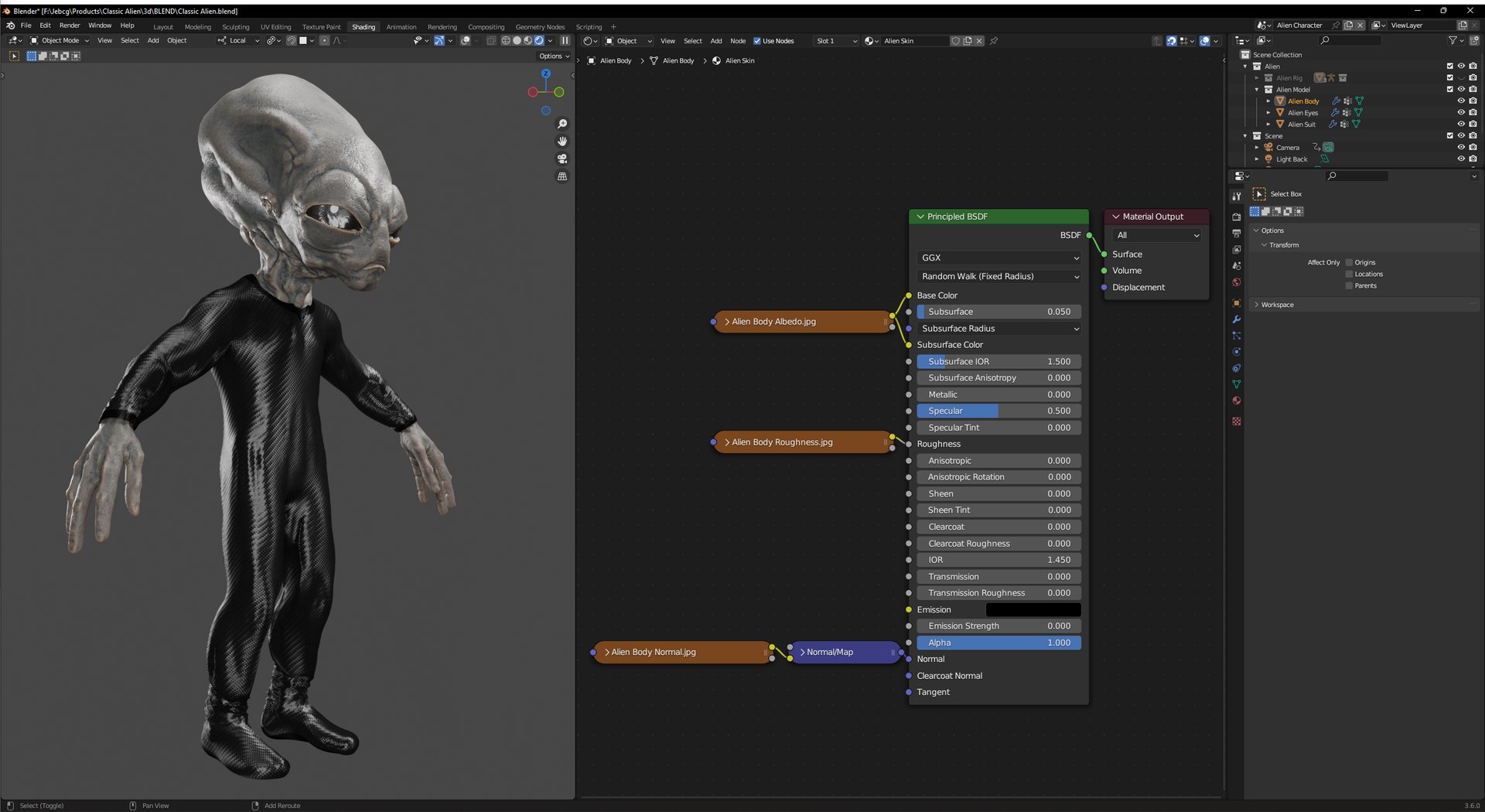 3D Classic Alien model - TurboSquid 2139080