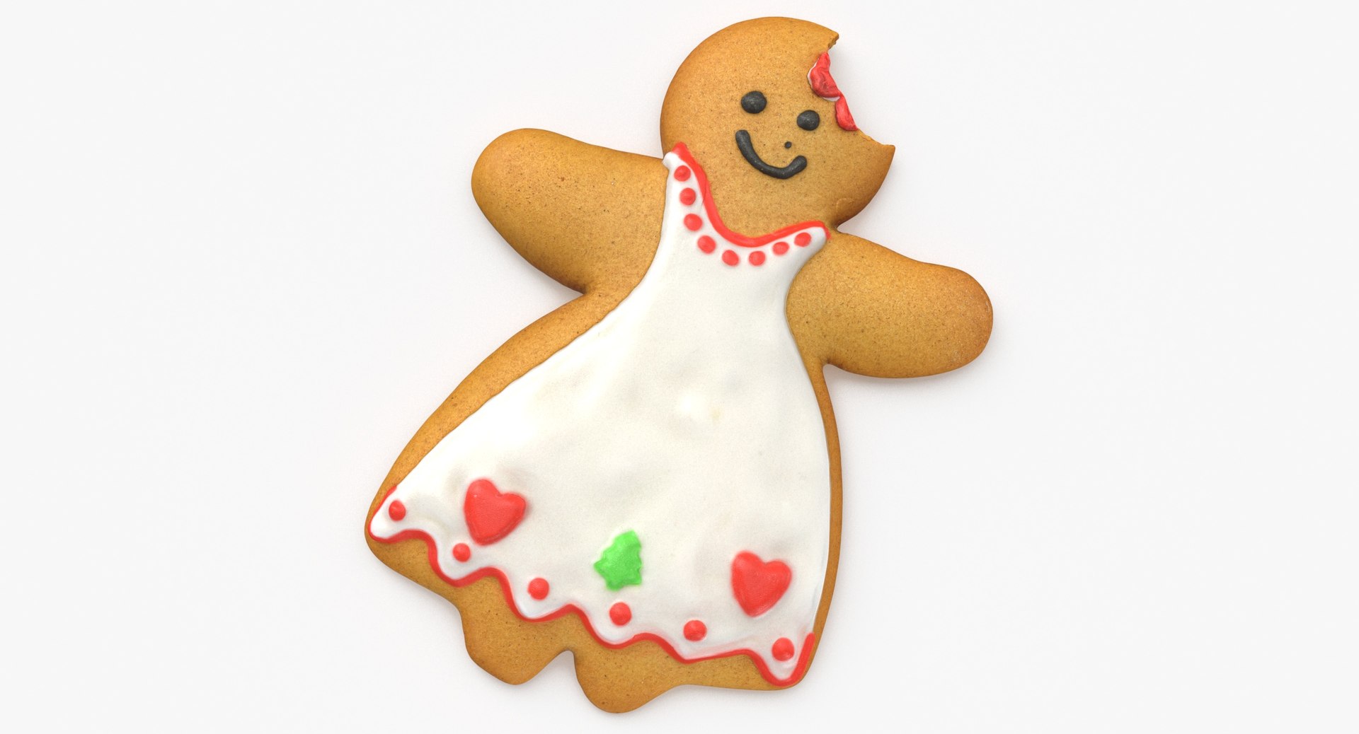Gingerbread Woman Cookie 01 Bitten model - TurboSquid 1860941